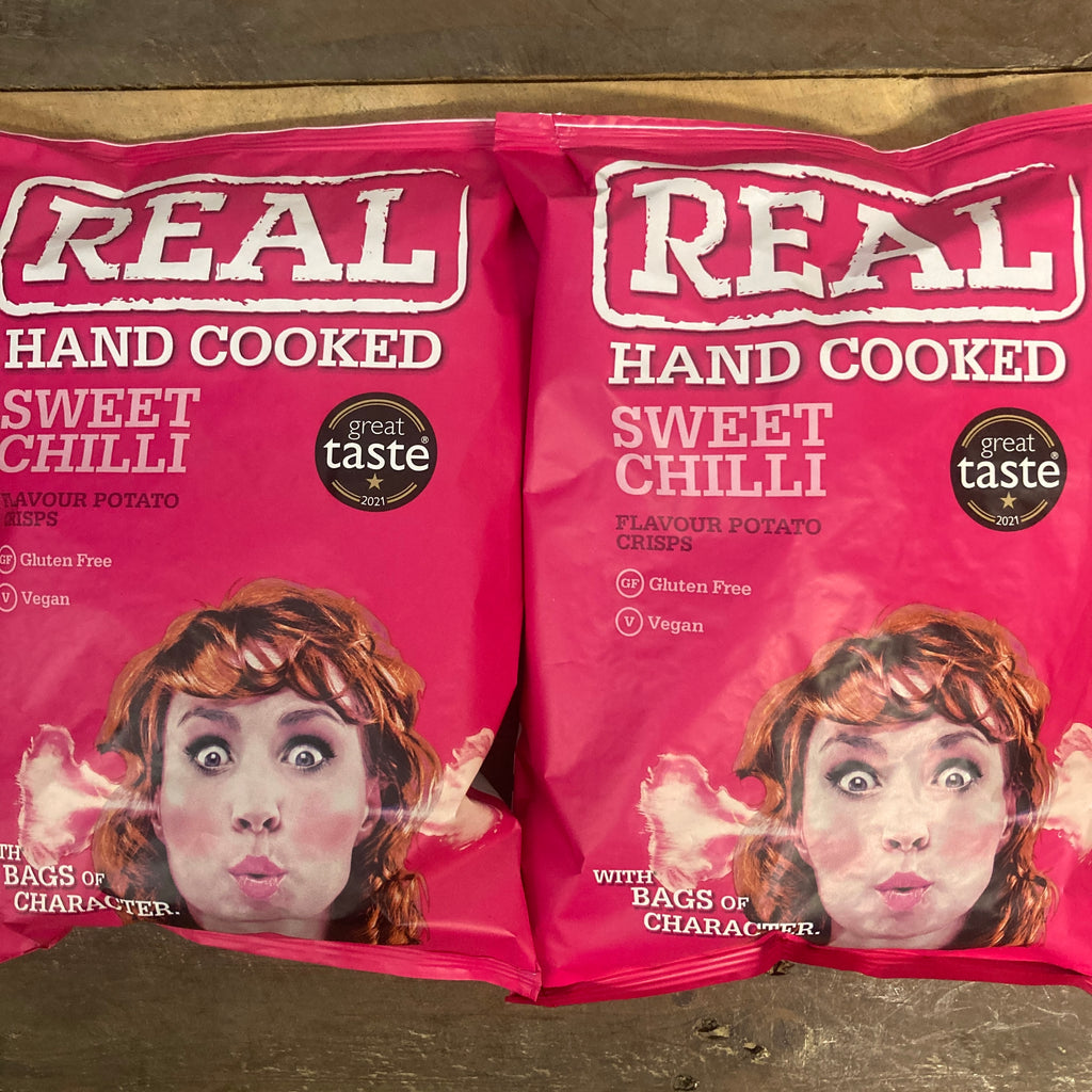 3x Real Hand Cooked Sweet Chilli Crisps Bags (3x150g) & Low Price Foods Ltd