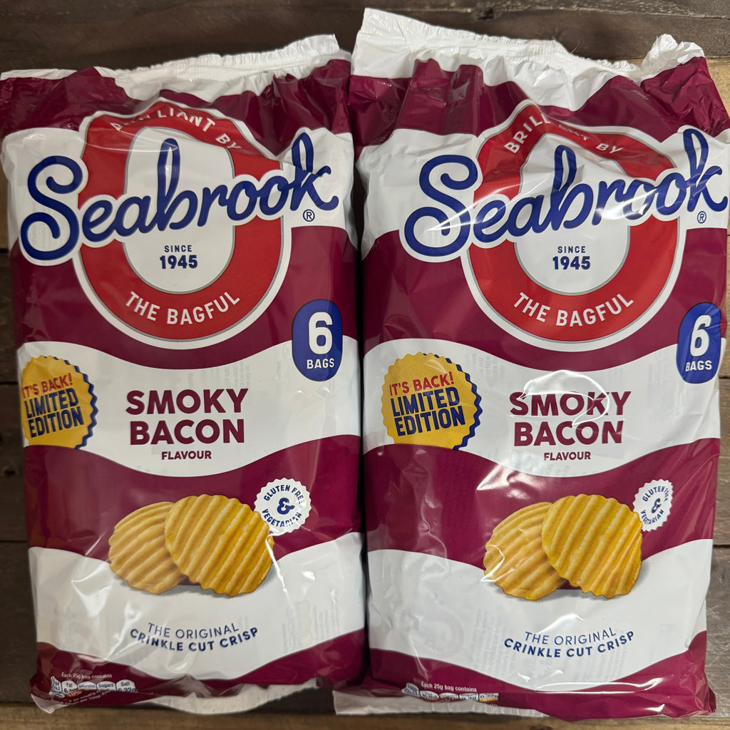 12x Seabrook Crinkle Cut Smokey Bacon Crisps Bags (2 Packs of 6x25g ...