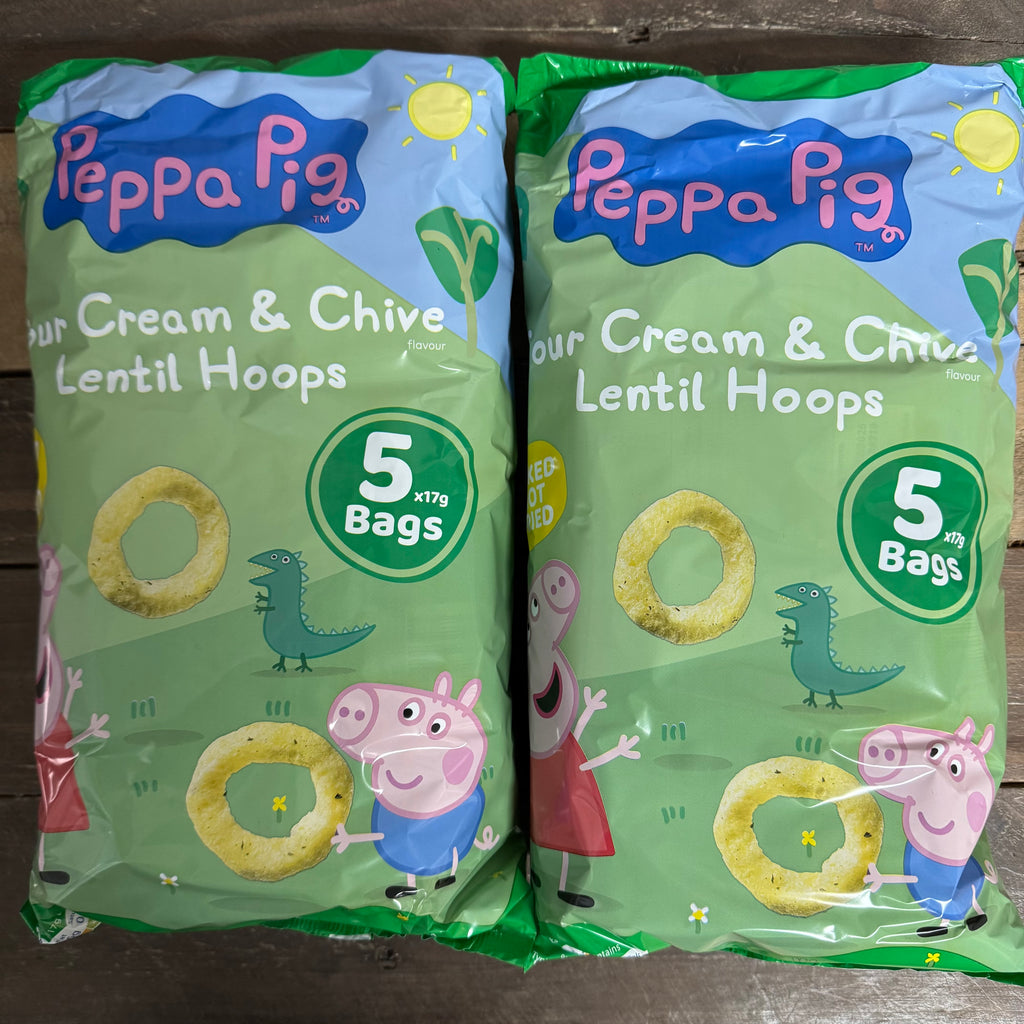 10x Seabrook Peppa Pig Sour Cream & Chive Hoops Bags (2 Packs of 5x17g ...