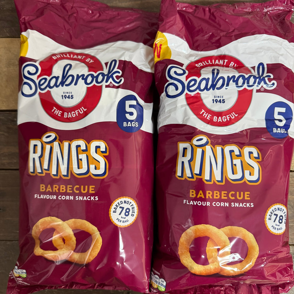 10x Seabrook Rings Barbeque Corn Snacks Bags (2 Packs of 5x16g) & Low ...