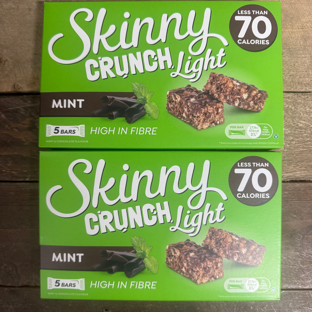15x Skinny Crunch Light Mint & Dark Chocolate Bars (3 Packs of 5x19g ...
