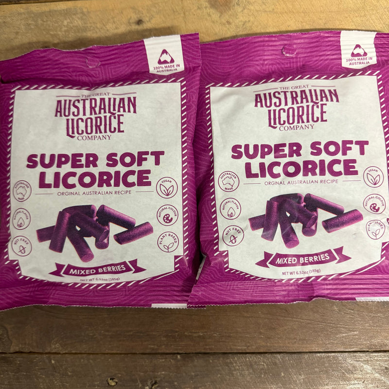 3x The Great Australian Licorice Company Super Soft Mixed Berries Liqu ...