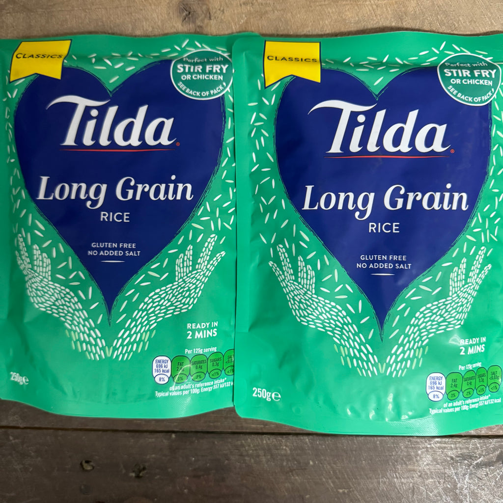 2x Tilda Long Grain Microwave Rice Bags (2x250g) & Low Price Foods Ltd
