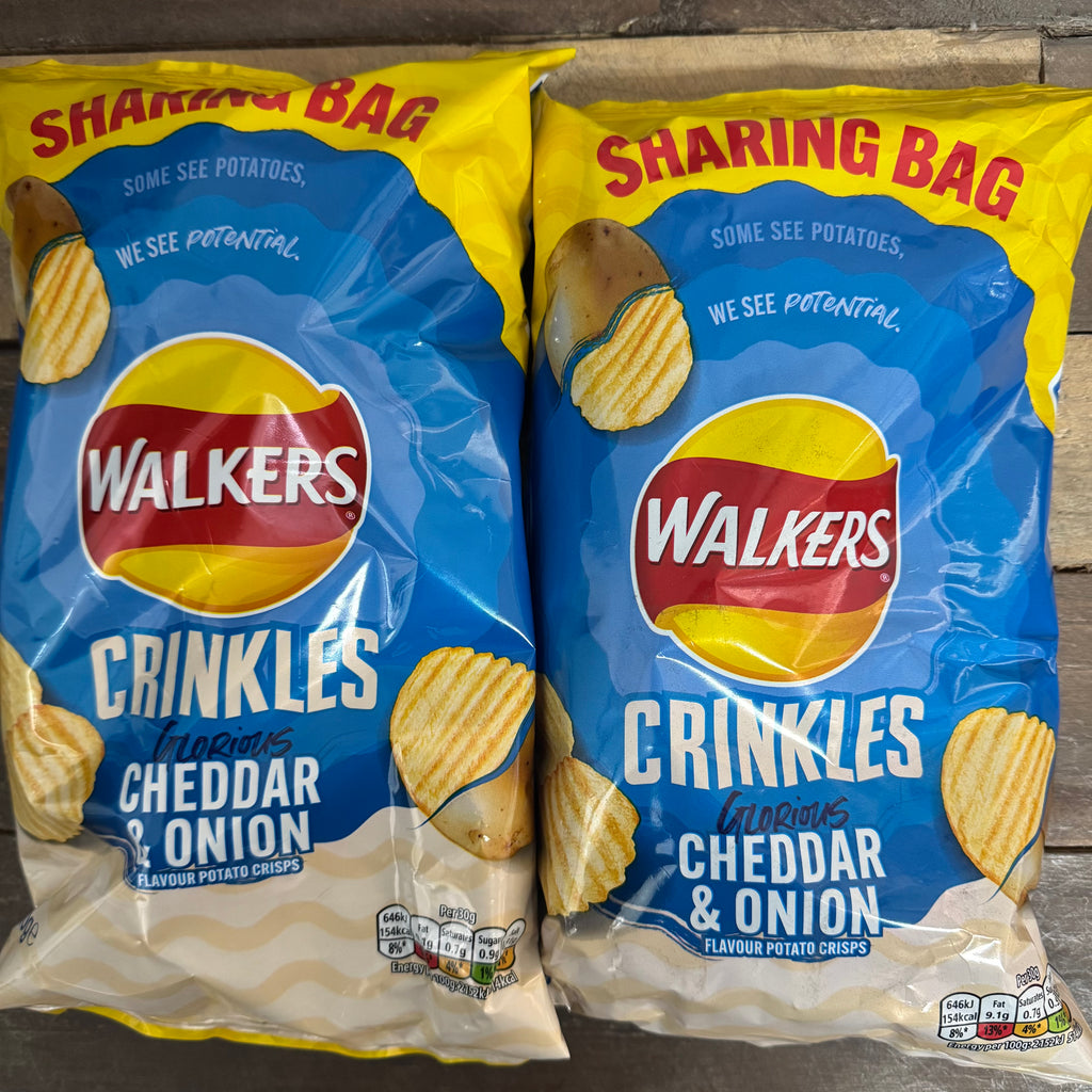 3x Walkers Crinkles Cheese & Onion Crisps Share Bags (3x140g) & Low ...