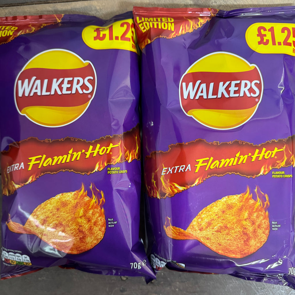 6x Walkers Extra Flamin Hot Crisps Share Bags (6x70g) & Low Price Foods Ltd