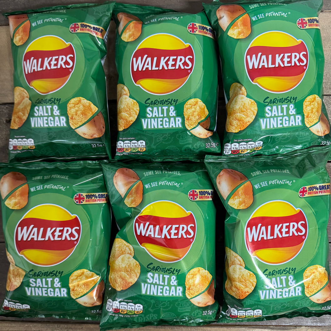 12x Walkers Salt & Vinegar Crisps Bags (12x32.5g) & Low Price Foods Ltd