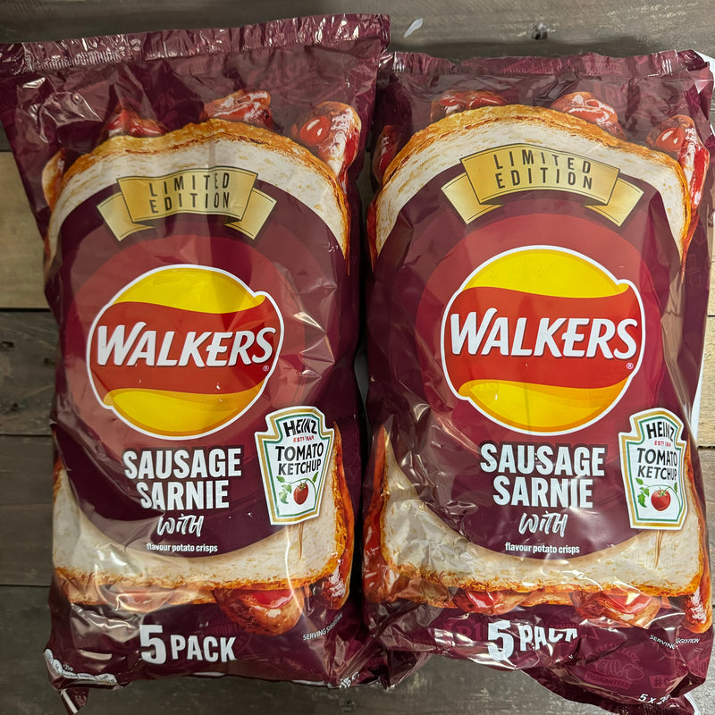 10x Walkers Sausage Sarnie with Heinz Tomato Ketchup Crisps Bags (2 Pa & Low Price Foods Ltd
