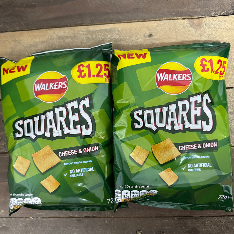 6x Walkers Squares Cheese & Onion Snacks Share Bags (6x72g) & Low Price ...