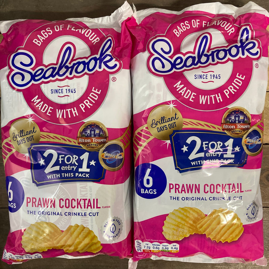12x Seabrook Crinkle Cut Prawn Cocktail Crisps (2 Packs of 6x25g) & Low ...