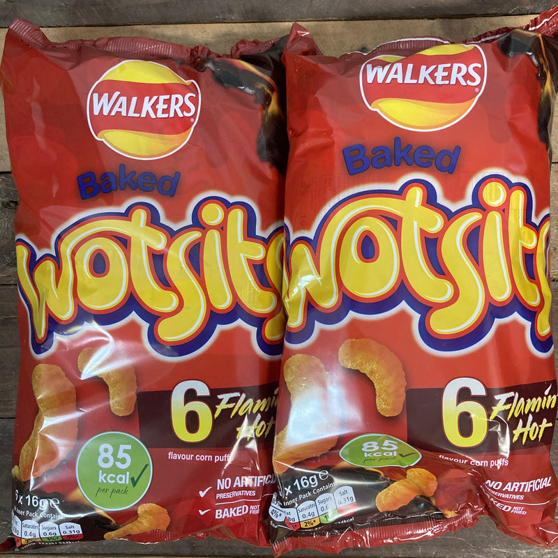 12x Walkers Wotsits Flamin Hot Snack Bags (2 Packs of 6x16g) & Low ...