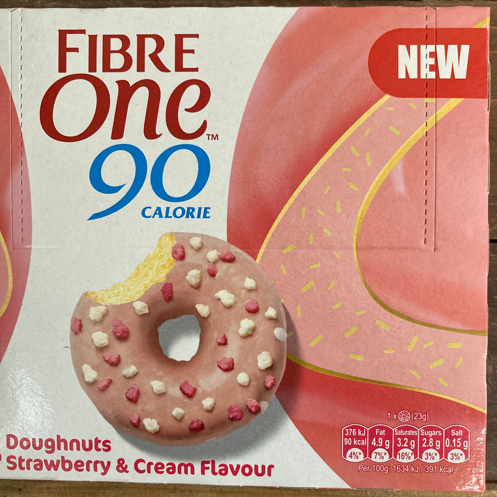 12x Fibre One 90 Calorie Strawberry Doughnuts (3 Packs of 4x23g) & Low ...
