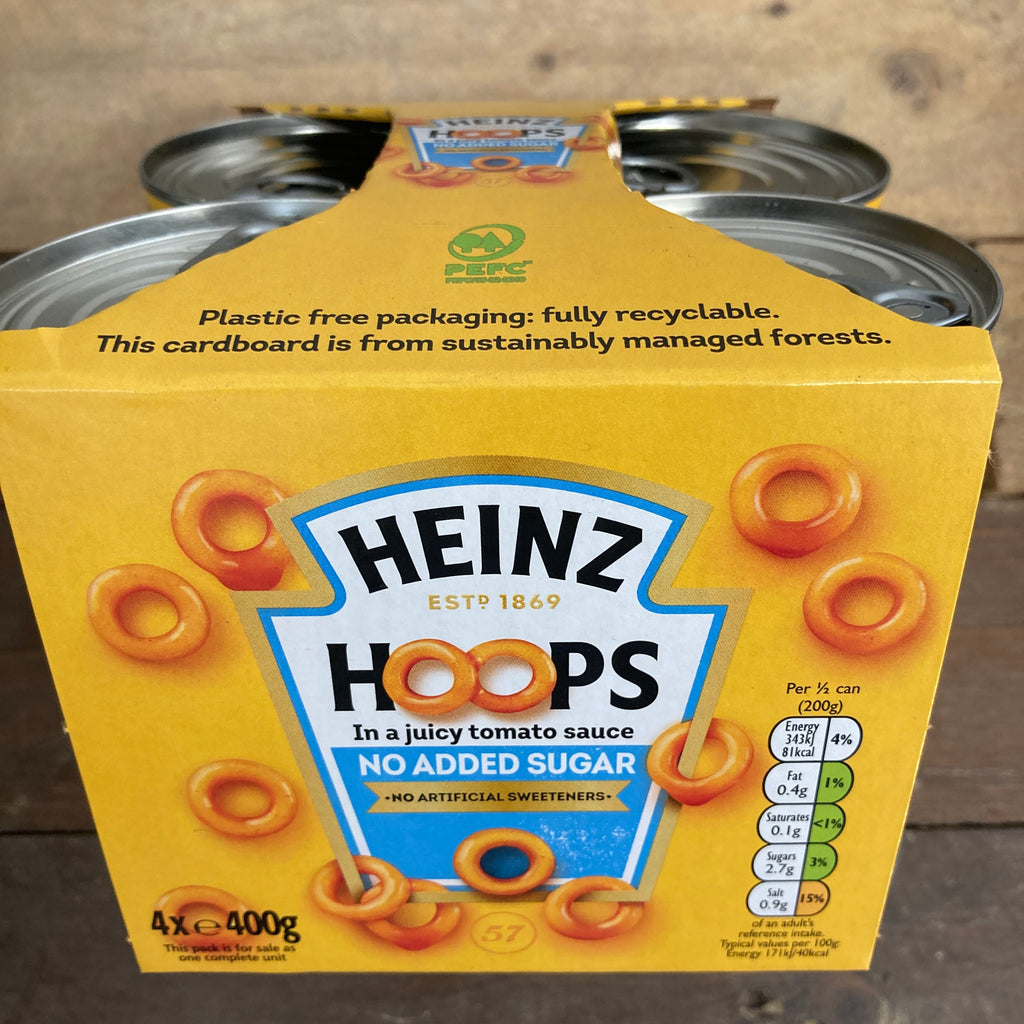 4x Heinz No Added Sugar Spaghetti Hoops (4x400g) & Low Price Foods Ltd