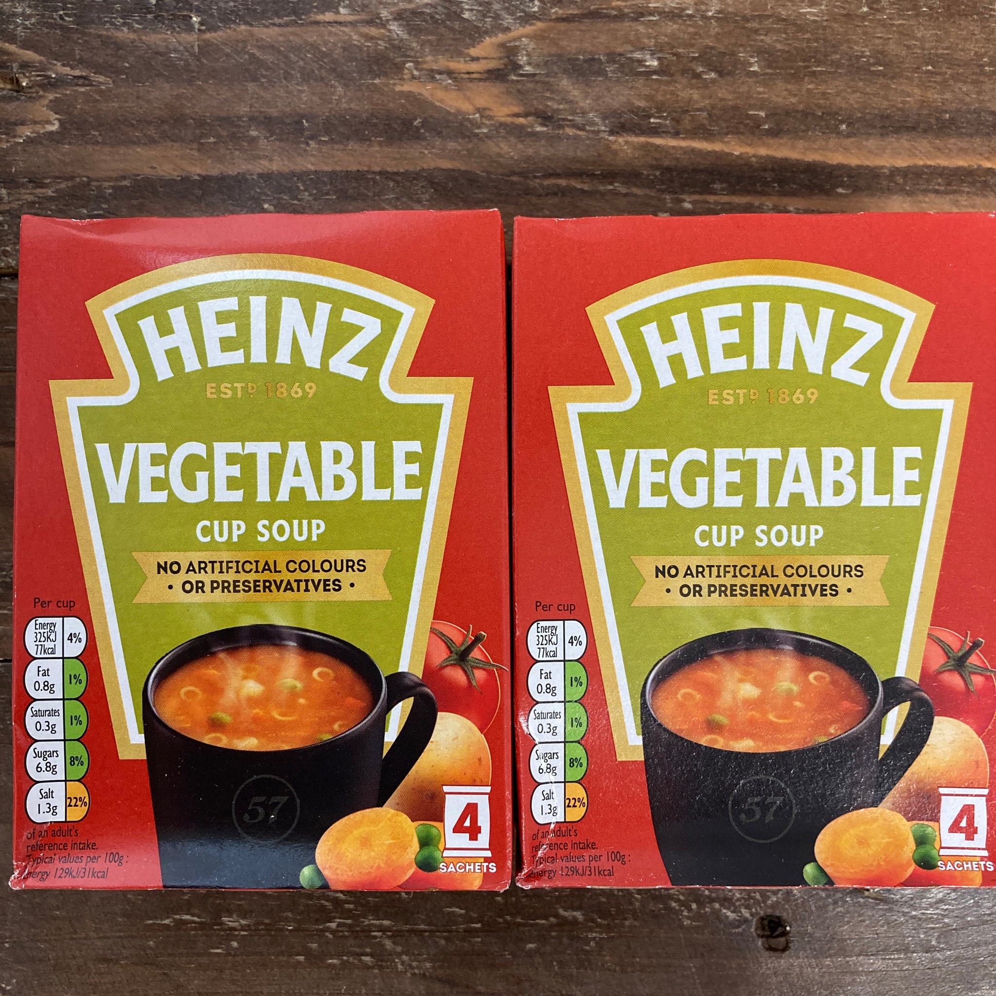 8x Heinz Vegetable Cup Soups Sachets (2 Packs of 4) & Low Price Foods Ltd