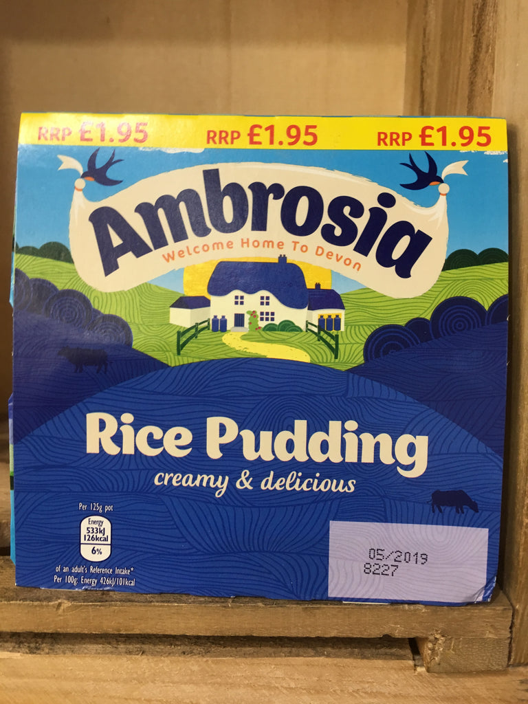 Ambrosia Rice Pudding 4 x 125g Snack Pots & Low Price Foods Ltd