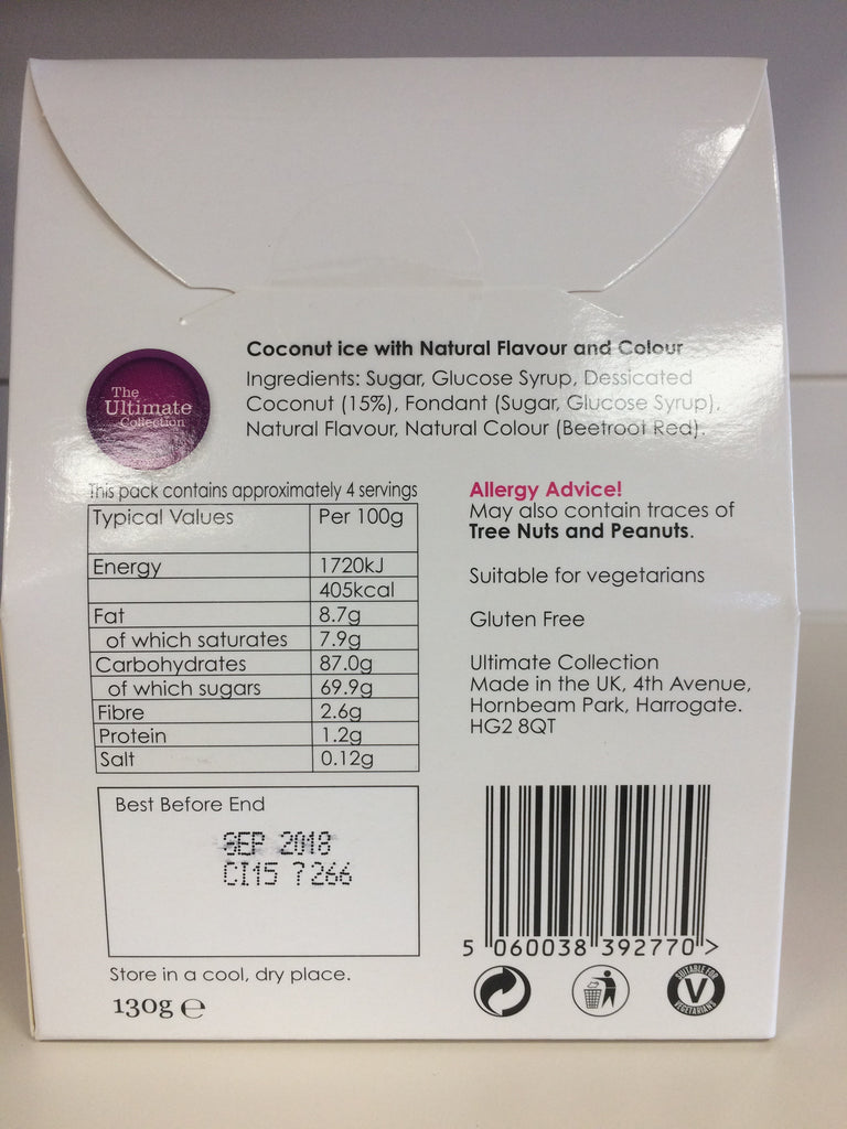 Ultimate Collection Coconut Ice Pink & White 130g & Low Price Foods Ltd