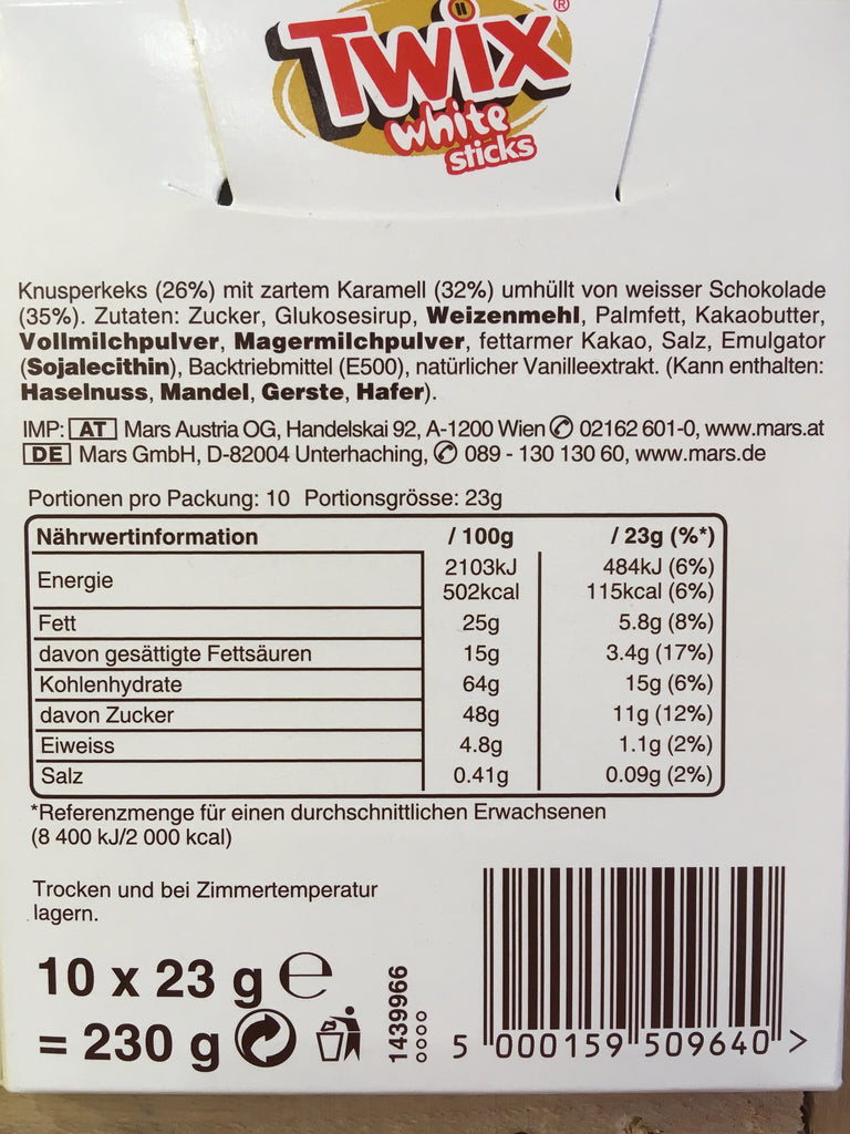 40x Twix White Sticks Limited Edition 4x Packs of 230g (40x23g) & Low ...