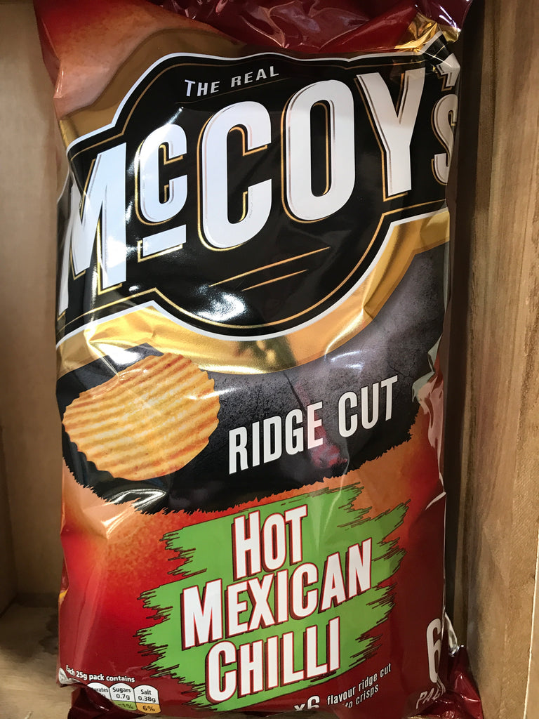 McCoy's Ridge Cut Hot Mexican Chilli 6 Pack (6x25g) & Low Price Foods Ltd