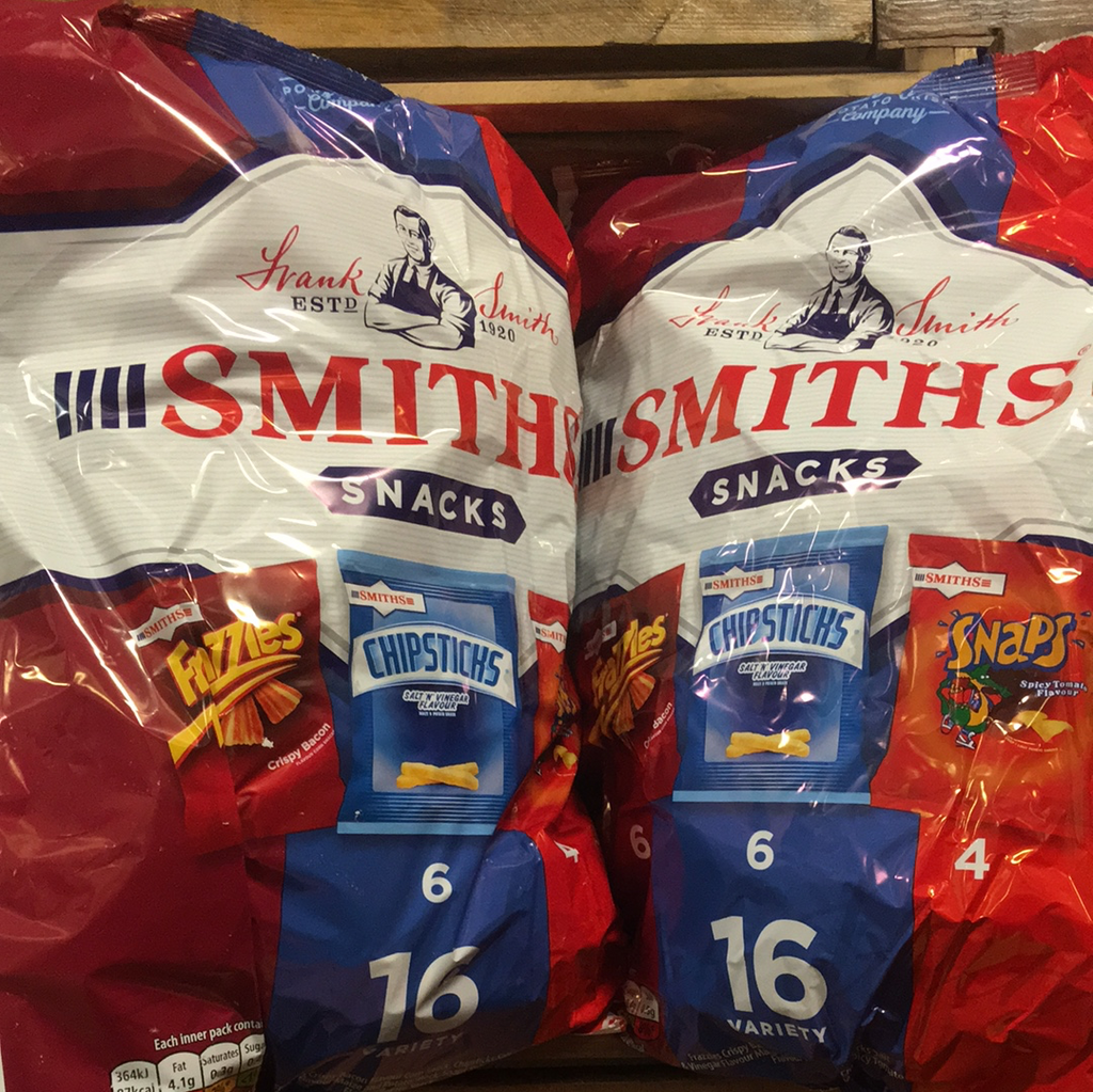 32x Smiths Snacks (Frazzles, Chipsticks & Snaps) (2 Packs of 16 Bags ...