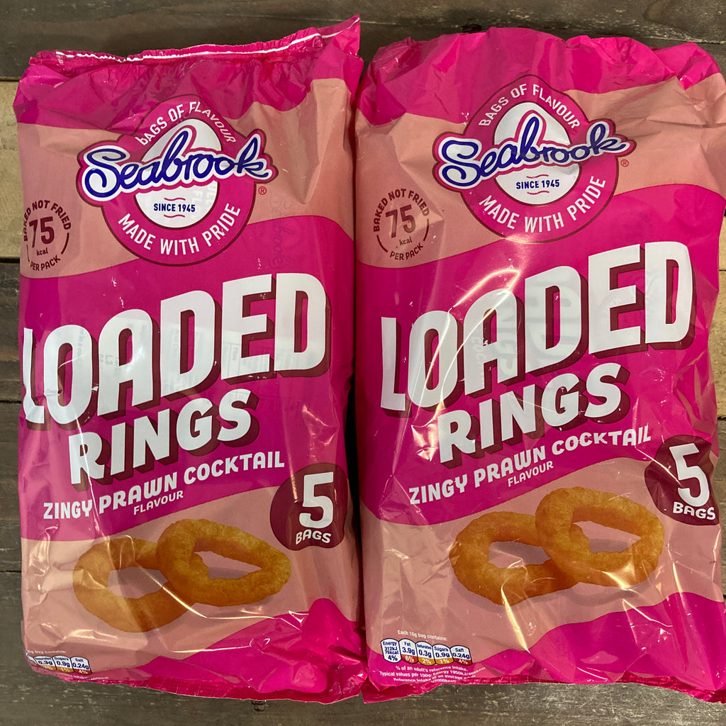 10x Seabrook Loaded Rings Zingy Prawn Cocktail (2 Packs of 5x16g) & Low ...