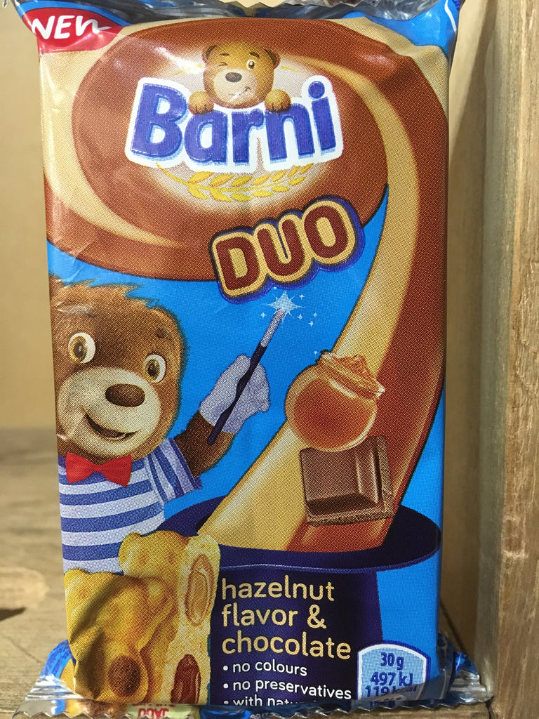 Barni Duo Hazelnut & Chocolate Flavour Cake Bar 30g & Low Price Foods Ltd