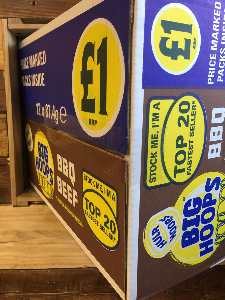 12x Hula Hoops Big Hoops BBQ Beef 87.4g & Low Price Foods Ltd