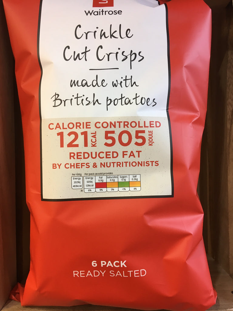 24x Waitrose Reduced Fat Crinkle Cut Ready Salted Crisps (4 Packets of ...