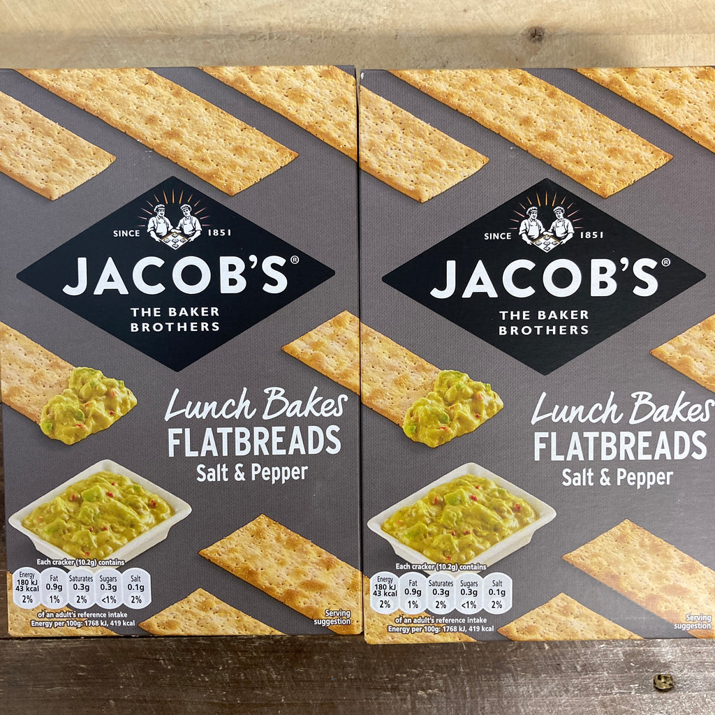 2x Jacobs Flatbread Salt & Cracked Black Pepper Packs (2x150g) & Low ...