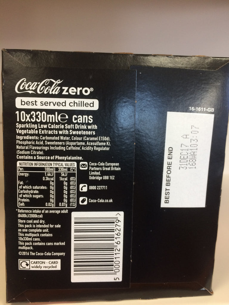 Coke Zero FridgePack 10x 330ml & Low Price Foods Ltd