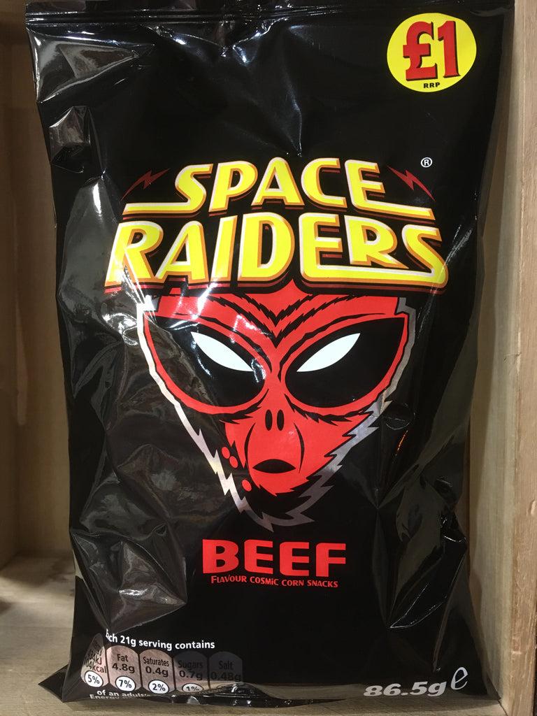 Space Raiders Beef Flavour Cosmic Corn Snacks 86.5g & Low Price Foods Ltd