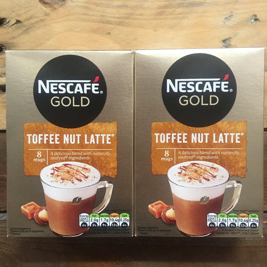 16x Nescafe Gold Toffee Nut Latte Coffee Sachets (2 Boxes of 8 Sachets ...