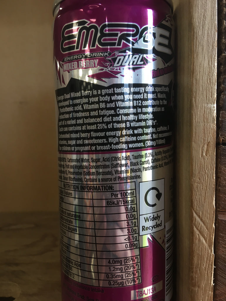 Emerge Mixed Berry Dual Energy Drink 250ml & Low Price Foods Ltd