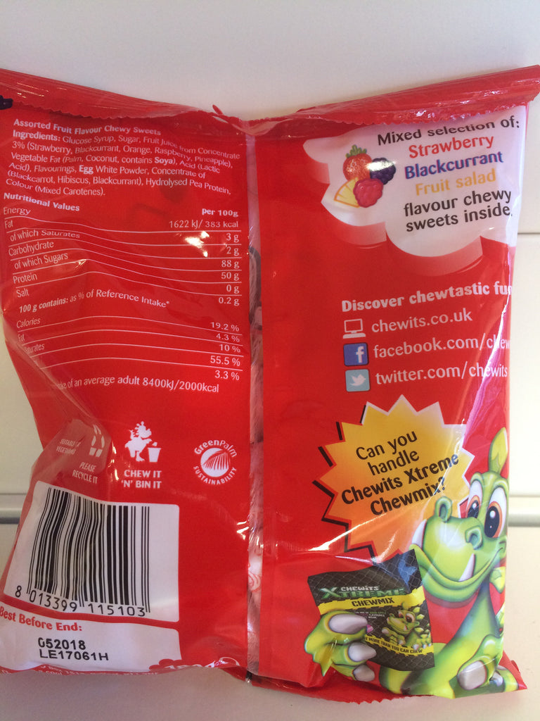 Chewits Chew Mix Fruit Flavour Sweets 180g & Low Price Foods Ltd
