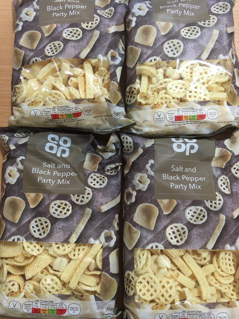 4x Bags of Co-Op Salt & Black Pepper Party Mix (4x150g) & Low Price ...