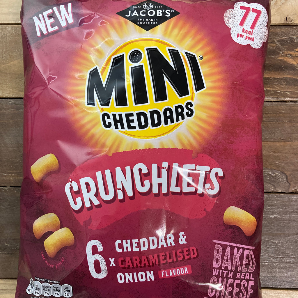 12x Jacobs Mini Crunchlets Cheddar & Onion Bags (2 Packs of 6x17g ...