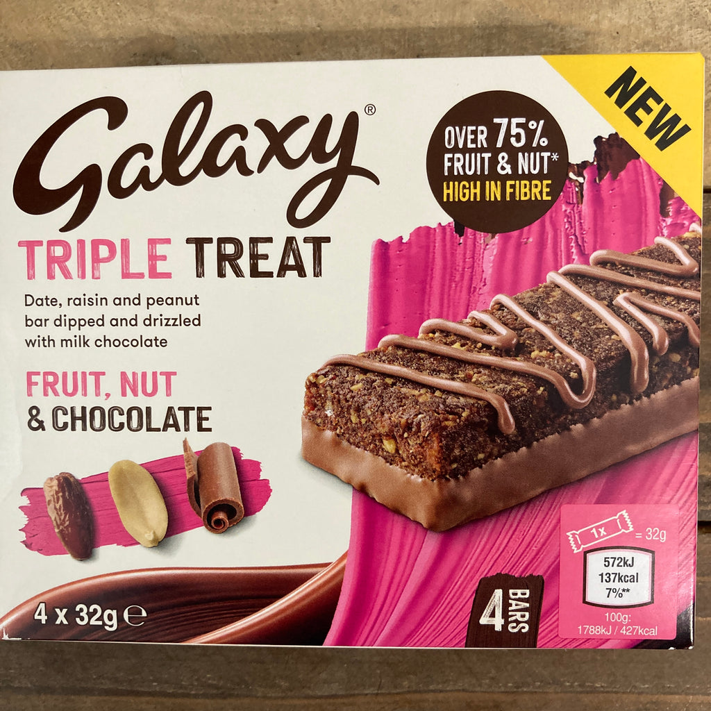 12x Galaxy Triple Treat Fruit Nut & Chocolate Bars (3 Packs of 4x32g ...