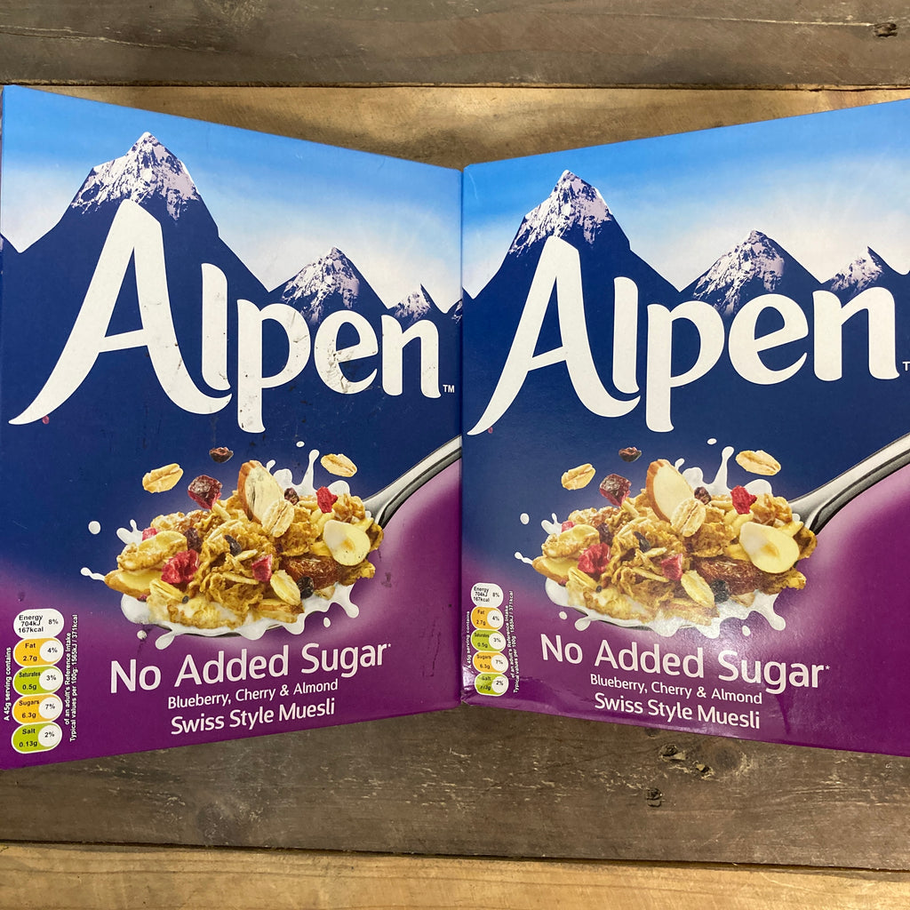 2x Alpen No Added Sugar Blueberry Cherry & Almond Muesli (2x560g) & Low ...