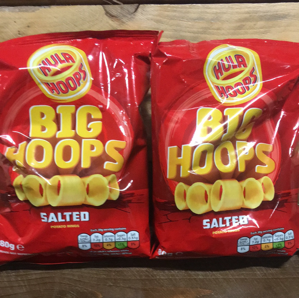 4x Hula Hoops Big Hoops Original Salted Potato Rings Sharing Bag (4x80 ...