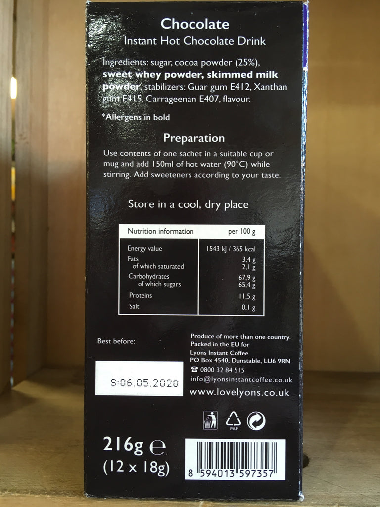 Lyons Chocolate 12 Sachet & Low Price Foods Ltd