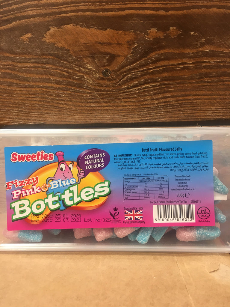 Sweeties Fizzy Pink & Blue Bottles 200g & Low Price Foods Ltd