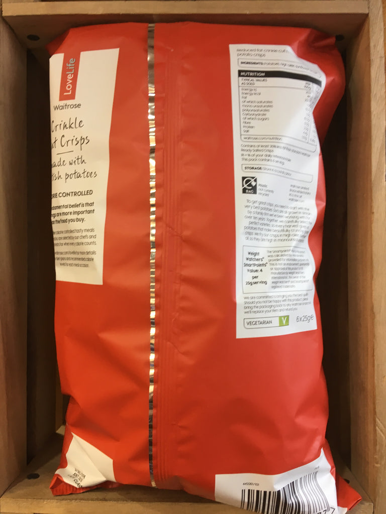 24x Waitrose Reduced Fat Crinkle Cut Ready Salted Crisps (4 Packets of ...