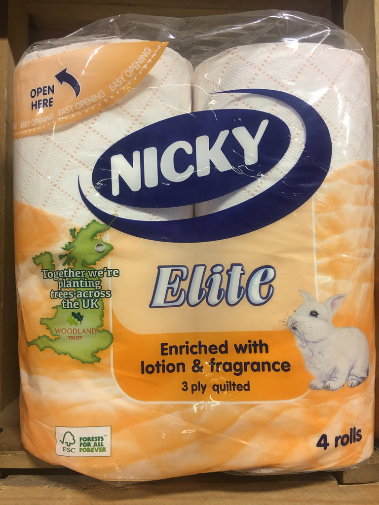 Nicky Elite 3-Ply Toilet Rolls Peach 4 Pack & Low Price Foods Ltd