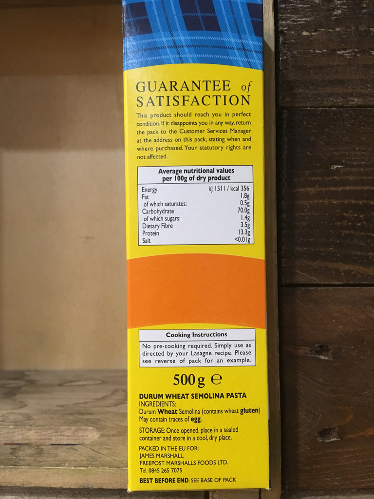 Marshalls Pasta Lasagne 500g & Low Price Foods Ltd