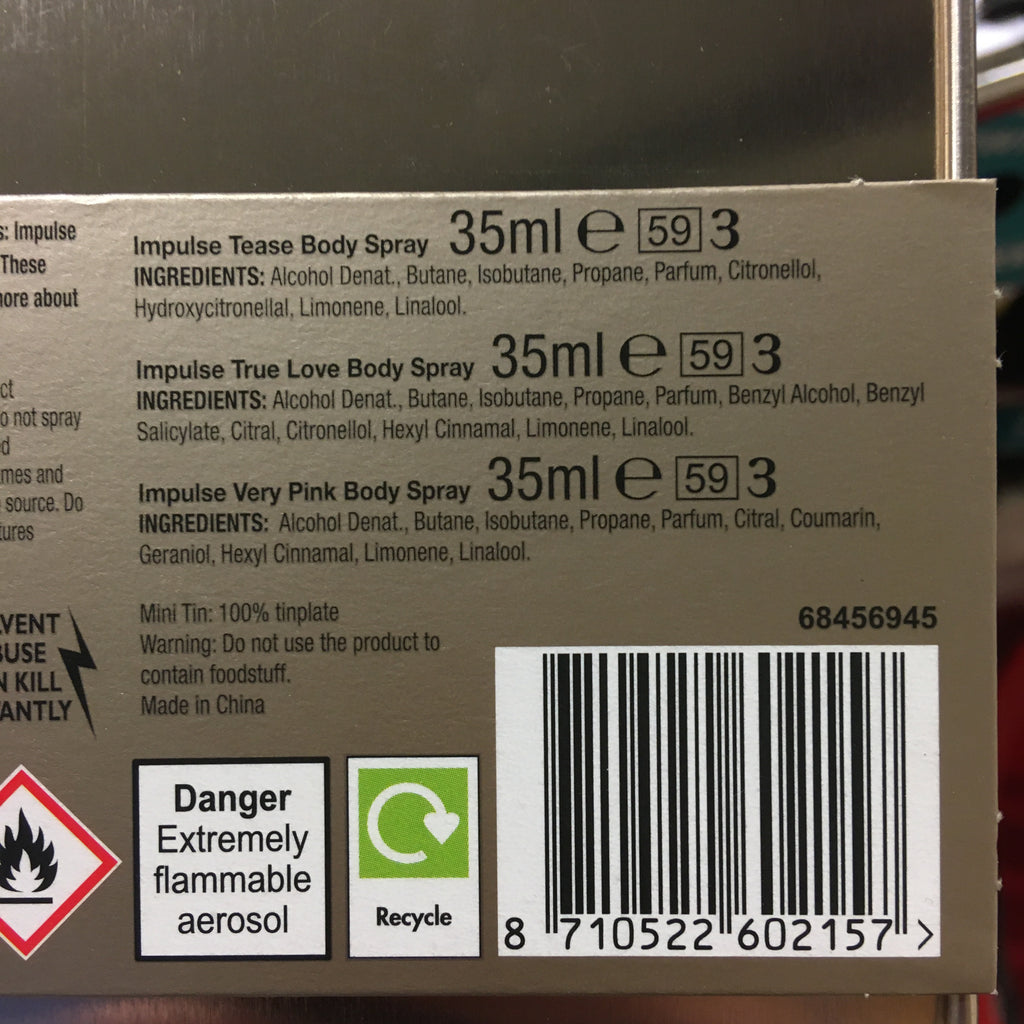 Impulse Mini Body Sprays Mini Tin Gift Set 3 Piece & Low Price Foods Ltd