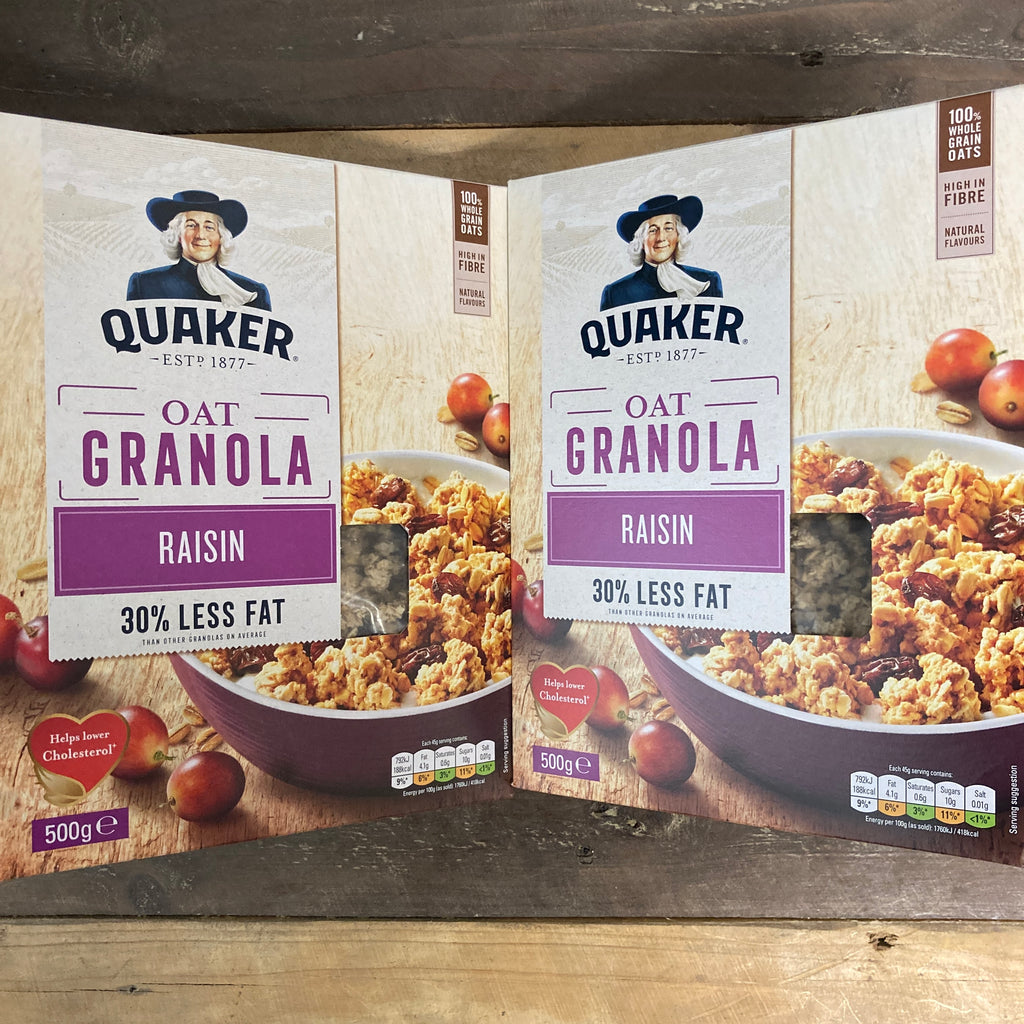 2x Quaker Oat Granola Raisin (2x500g) & Low Price Foods Ltd