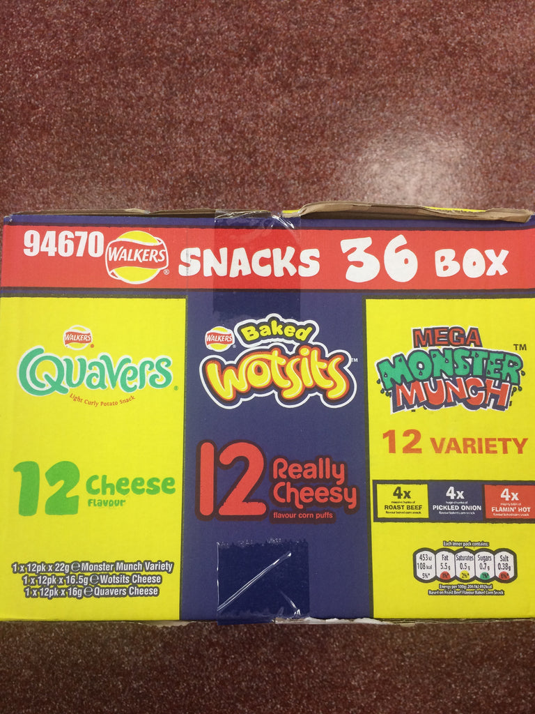 Walkers Snacks 36 bag Variety Box & Low Price Foods Ltd