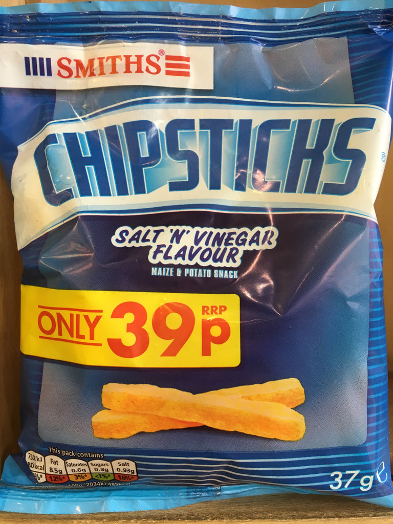 Smiths ChipSticks Salt 'N' Vinegar Maize & Potato Snack 37g & Low Price ...