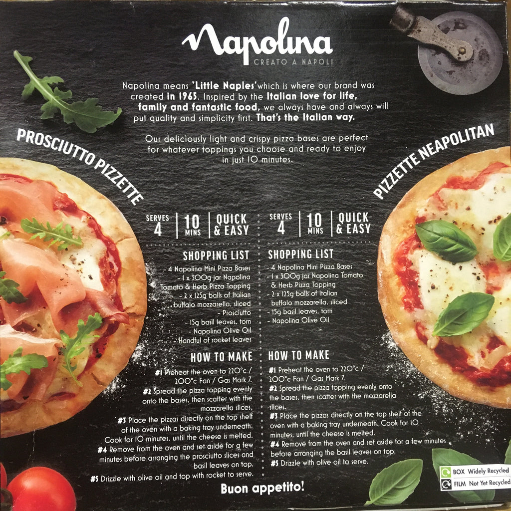 8x Napolina Mini Pizza Bases (2 Boxes of 4x75g) & Low Price Foods Ltd