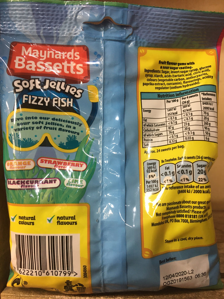 Maynards Bassetts Fizzy Fish Soft Jellies 160g & Low Price Foods Ltd