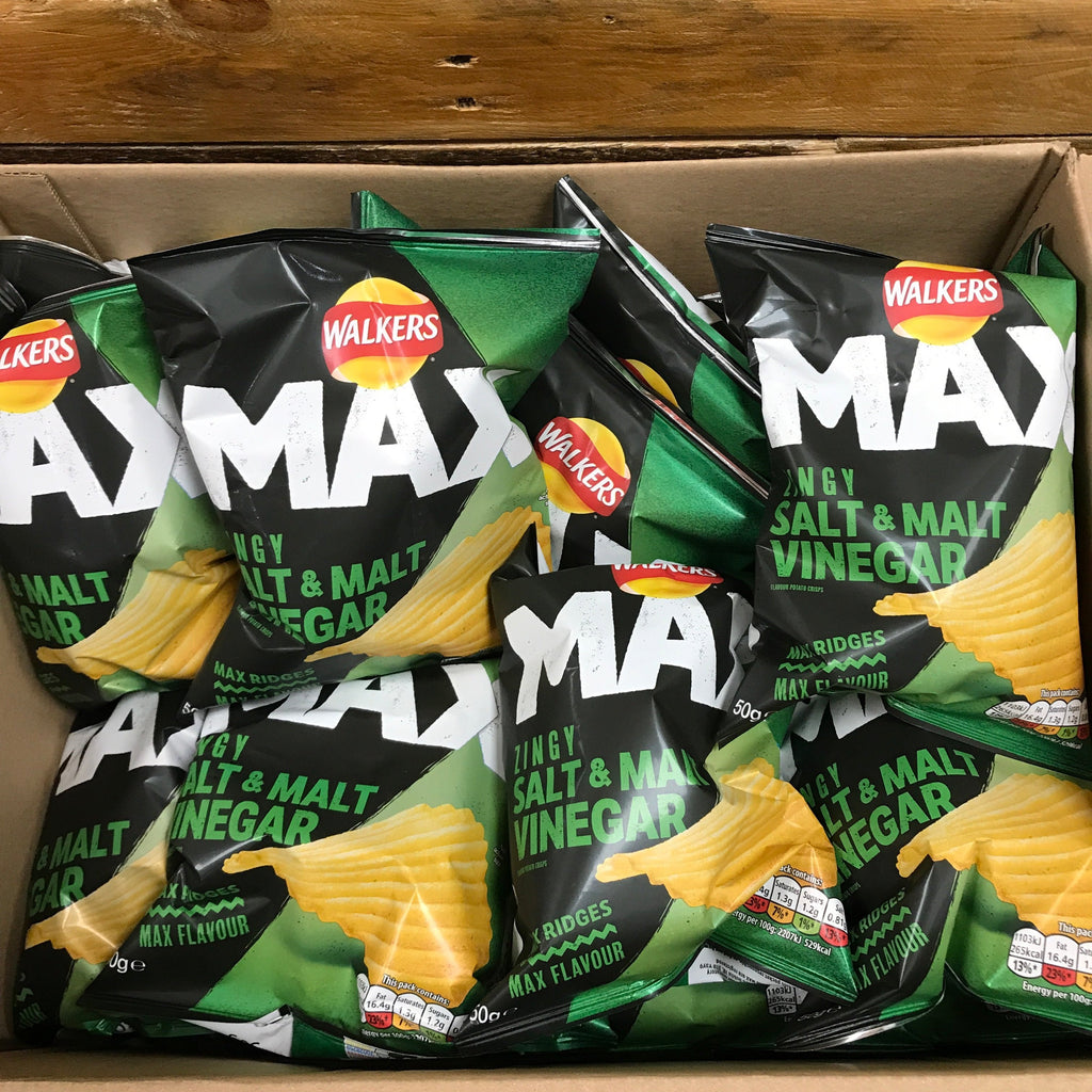 6x Walkers Max Zingy Salt & Malt Vinegar Crisps Bags (6x50g) & Low ...