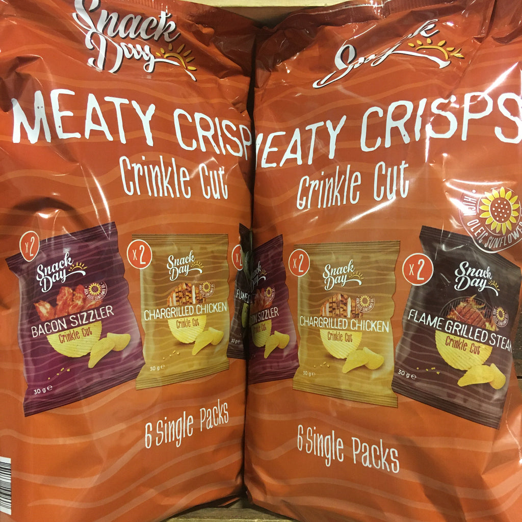 12x Snack Day Meaty Crinkle Cut Crisps (2 Packs of 6x30g) & Low Price ...